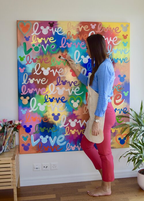 Mickey Love Blue (Panoramic) by Lisa Turin (2021) : Painting Acrylic ...