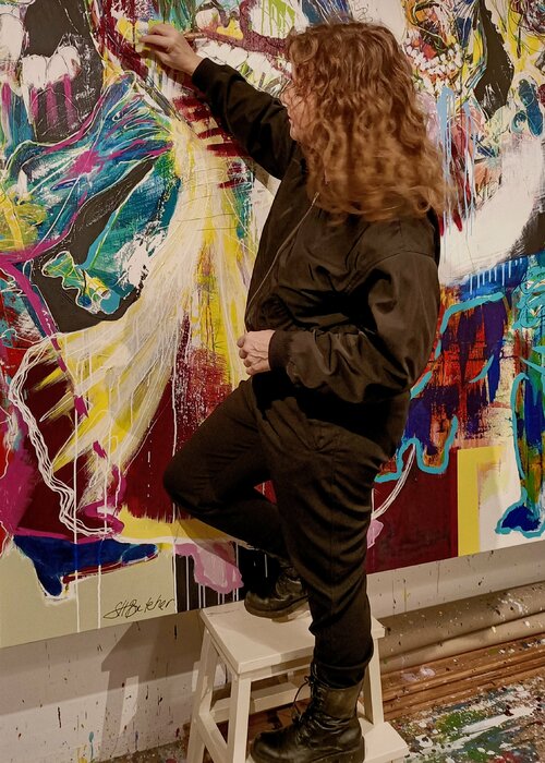 Stepping Out by Susanne Butcher (2022) : Painting Acrylic, Oil Pastel ...