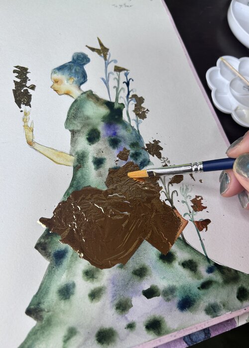 YUKINKO before the storm di Keiko Suzuki Möller (2023): Pittura a Acquarello, Matita su Carta ...