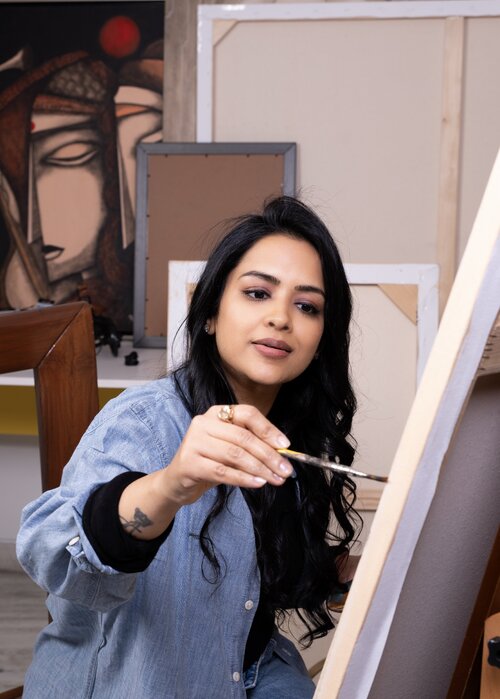 Guftagu - The Conversation I by Aanchal Garg (2023) : Painting Acrylic on Canvas - Singulart