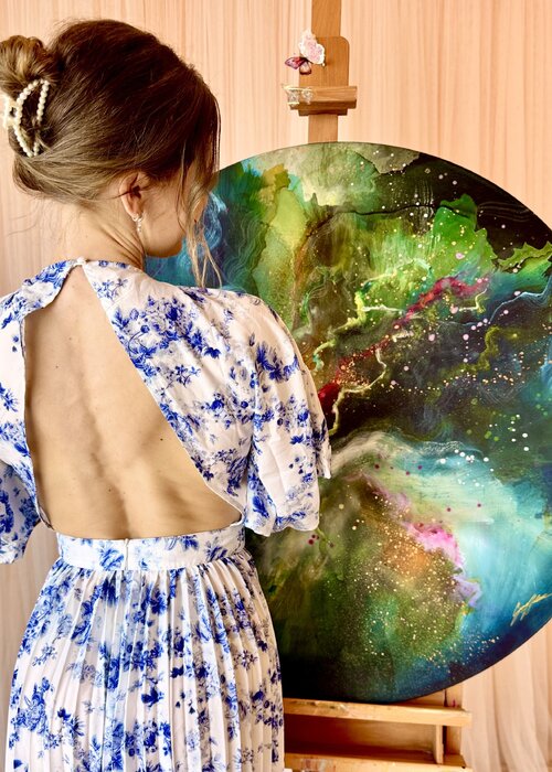 When the heart unveils a new portal de Saana Hakala (2025) : Peinture Acrylique, Encre sur Toile ...