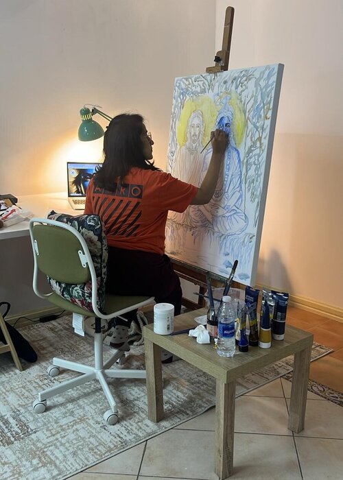 Orange Reflections by Archana Anzar (2025) : Painting Acrylic on Canvas ...