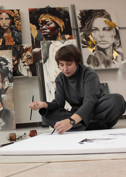 Blue Eyes by Irina Lorei (2024) : Painting Acrylic, India Ink on Canvas ...