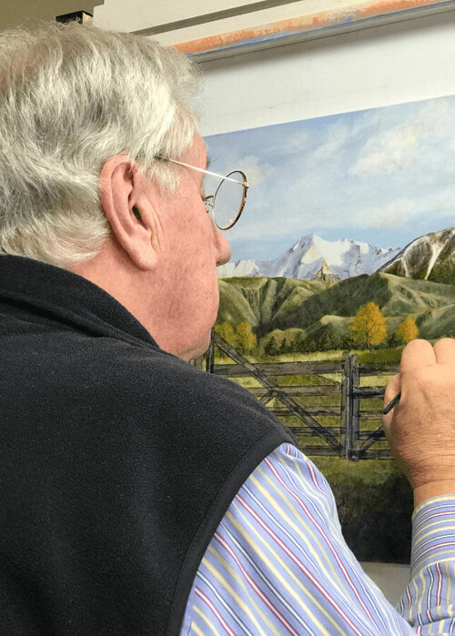 High Country Farm and Gate by Peter Whitcombe (2017) : Painting Acrylic ...