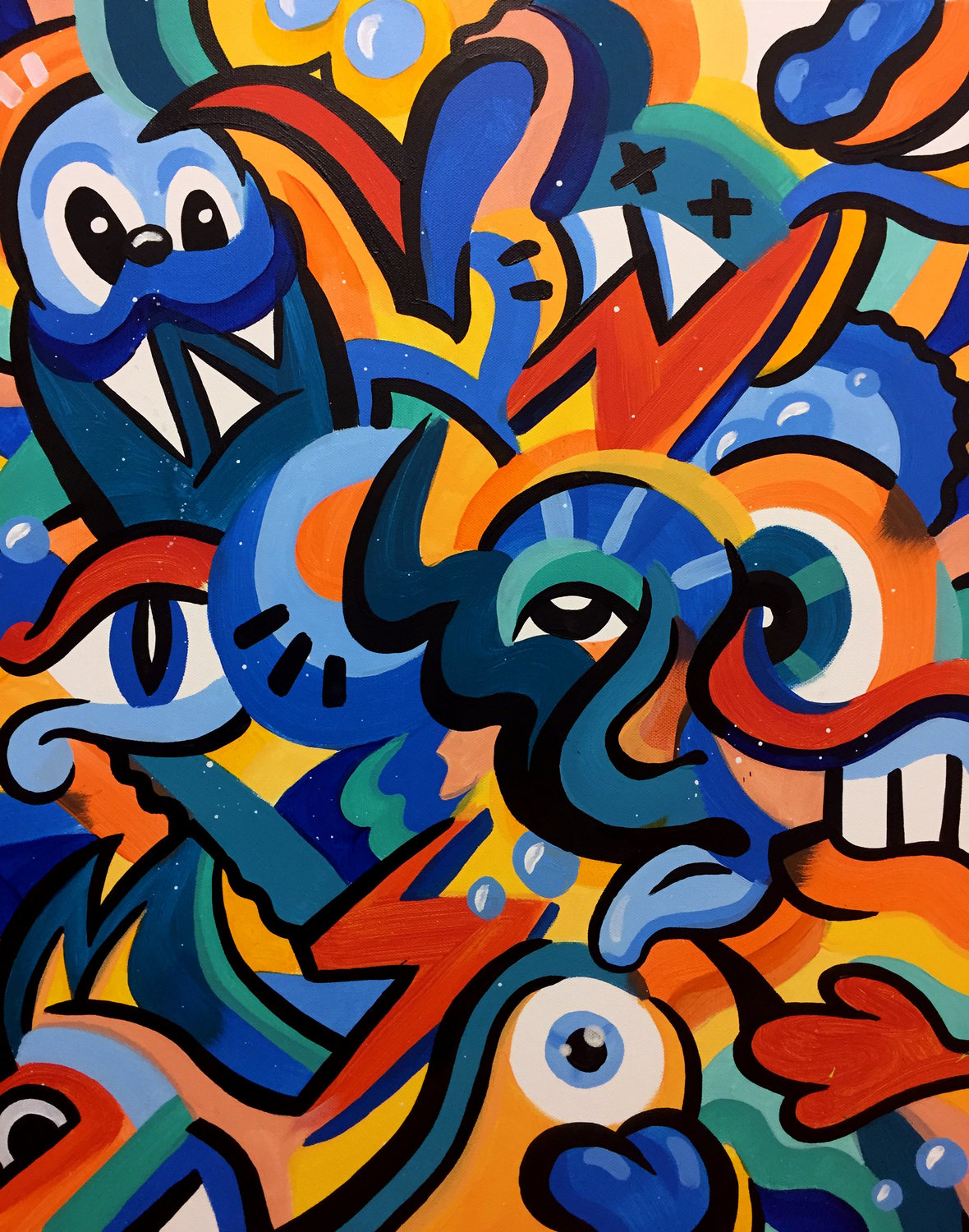 Blue, Yellow, Orange by Steph Burr (2018) : Painting Acrylic on Canvas ...