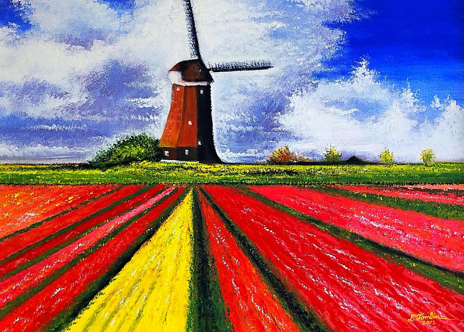 Dutch Windmill Painting