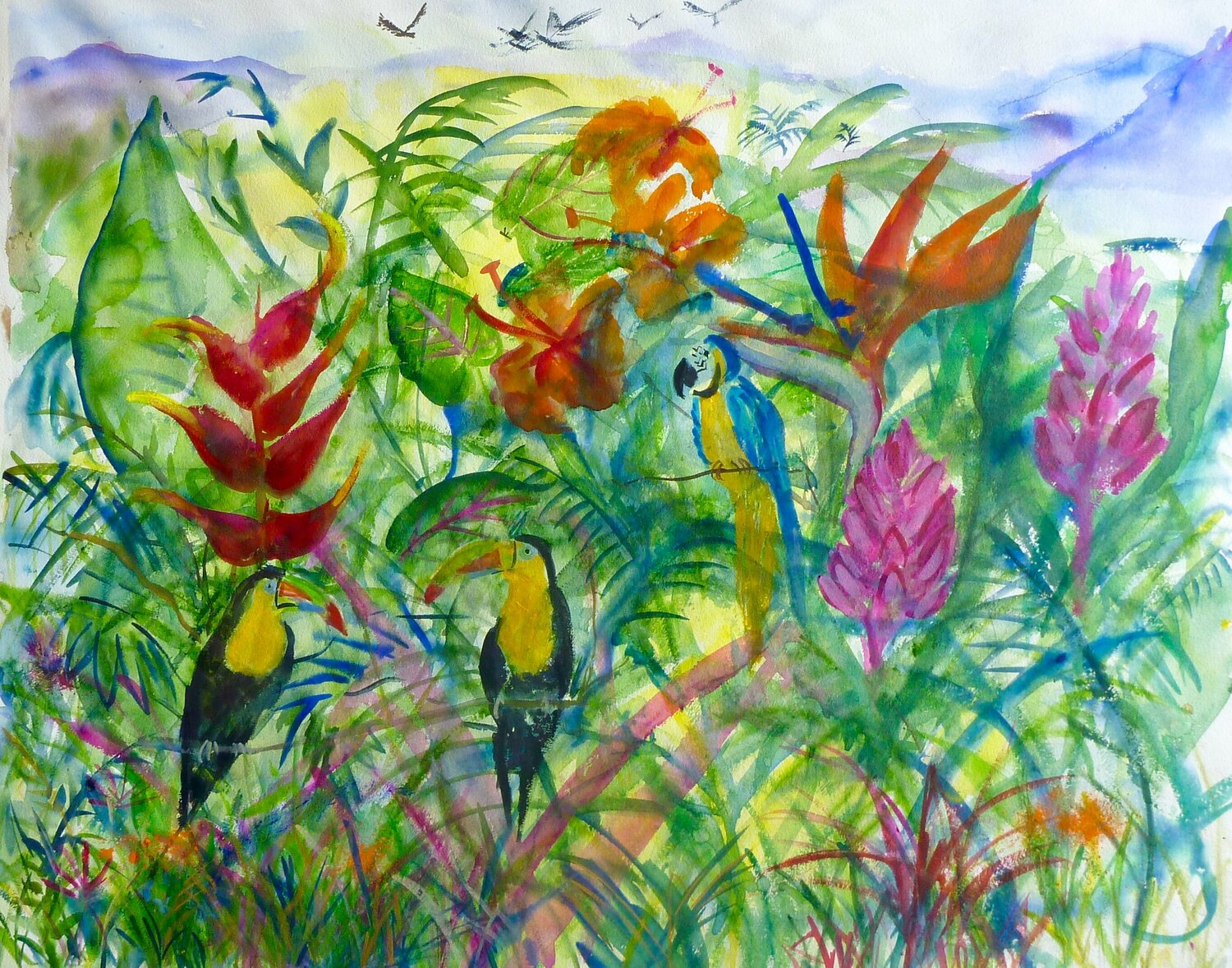 Costa Rica von Hilary Rosen (2019): Papierarbeit Aquarell, Gouache auf ...