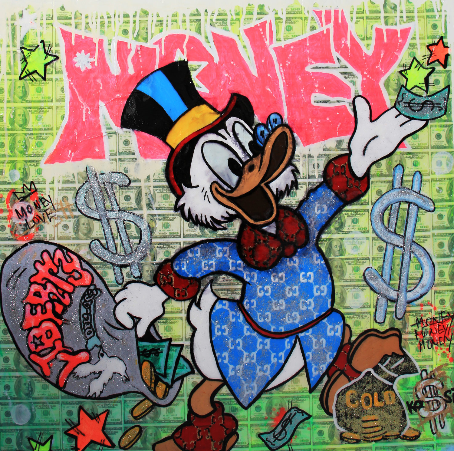 Scrooge Money von Kristin Kossi (2018): Malerei Acryl, Collage auf ...
