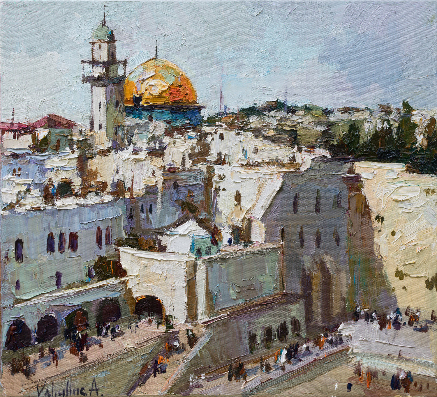 Oil painting - Western Wall and Dome of the Rock in Jerusalem, Israel ...