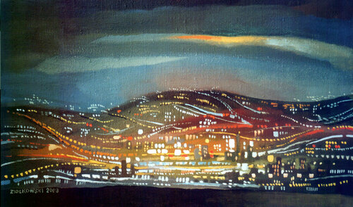 STUTTGART BY NIGHT von Gregor Ziolkowski (2003): Malerei Öl auf ...