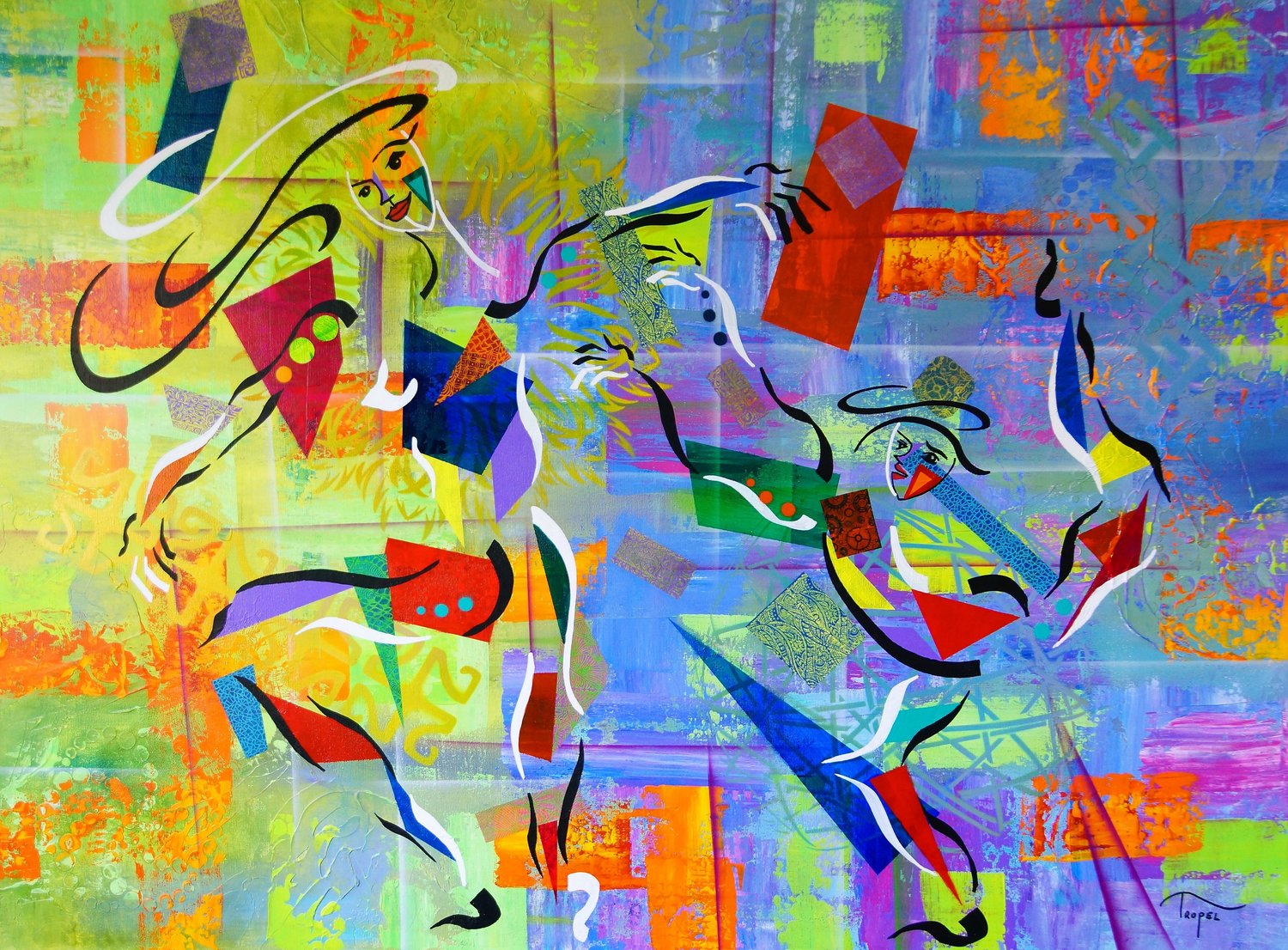 Prends Moi by Tropel (N.D) : Painting Acrylic, Collage on Canvas ...