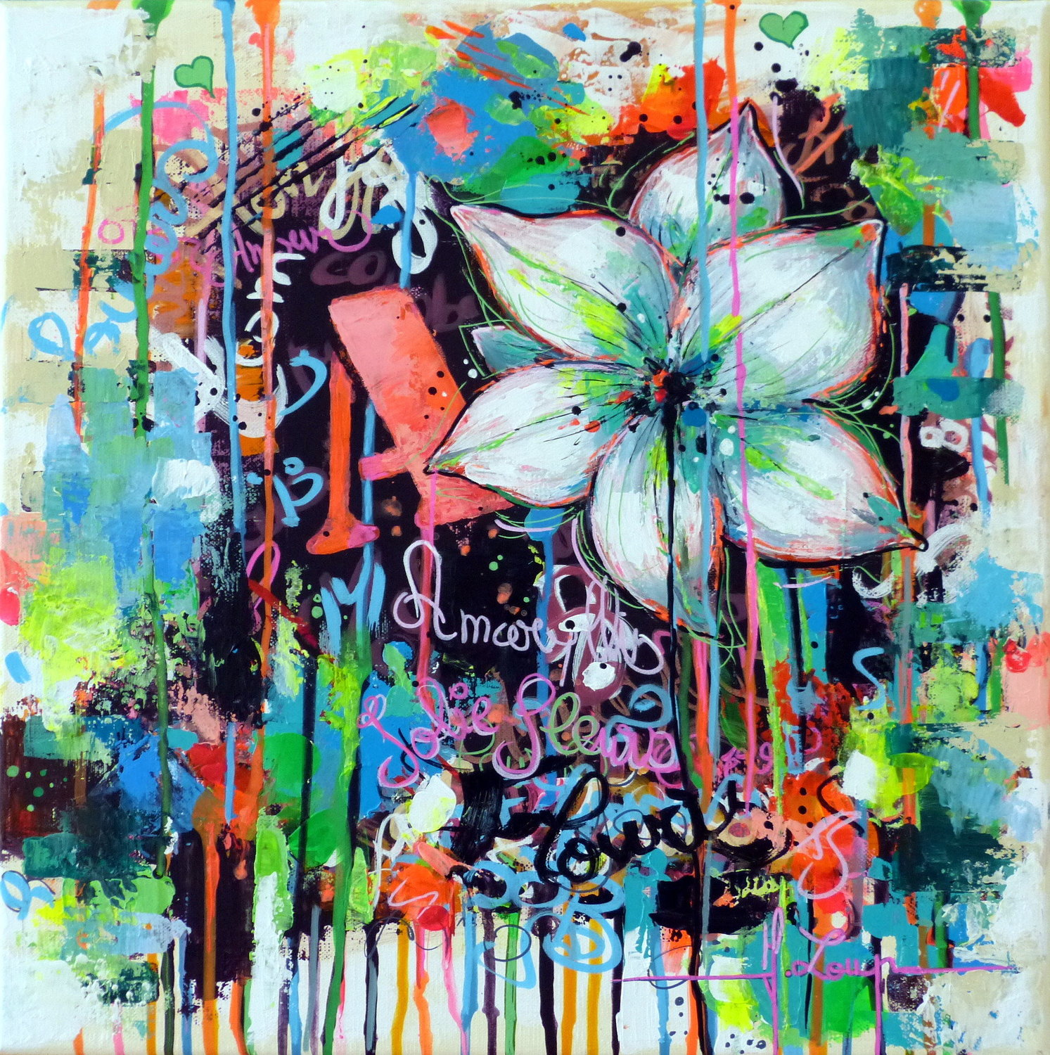 Green graffiti de Jee Loup (2018): Pintura Acrílico, Fieltro en Lienzo ...