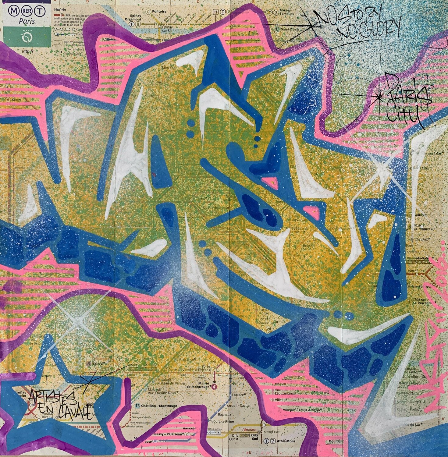 SUBWAY MAP #24 by . NASTY (2017) : Work on Paper Acrylic, Spray Paint ...