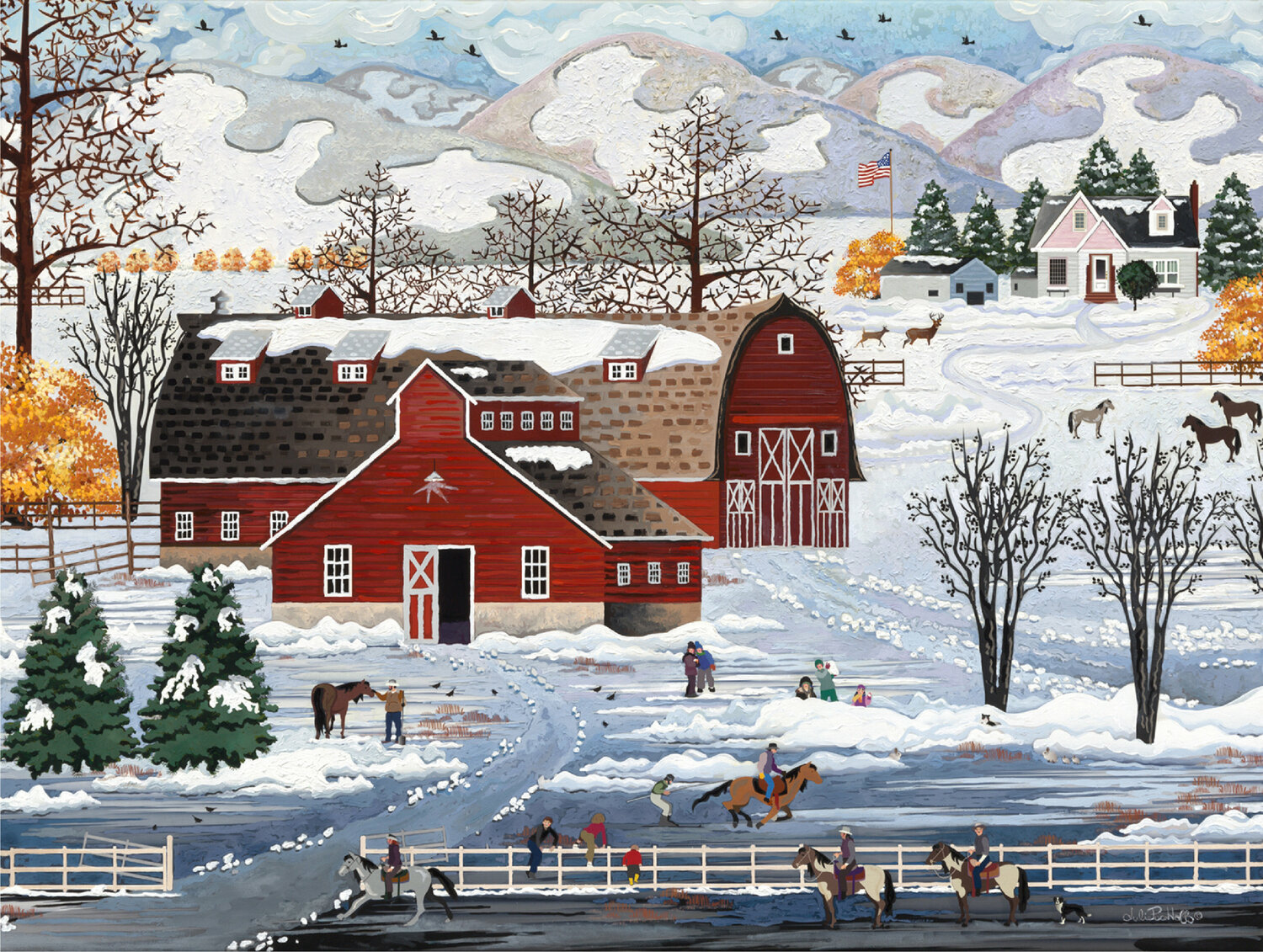 American Farm Folk Art Paintings