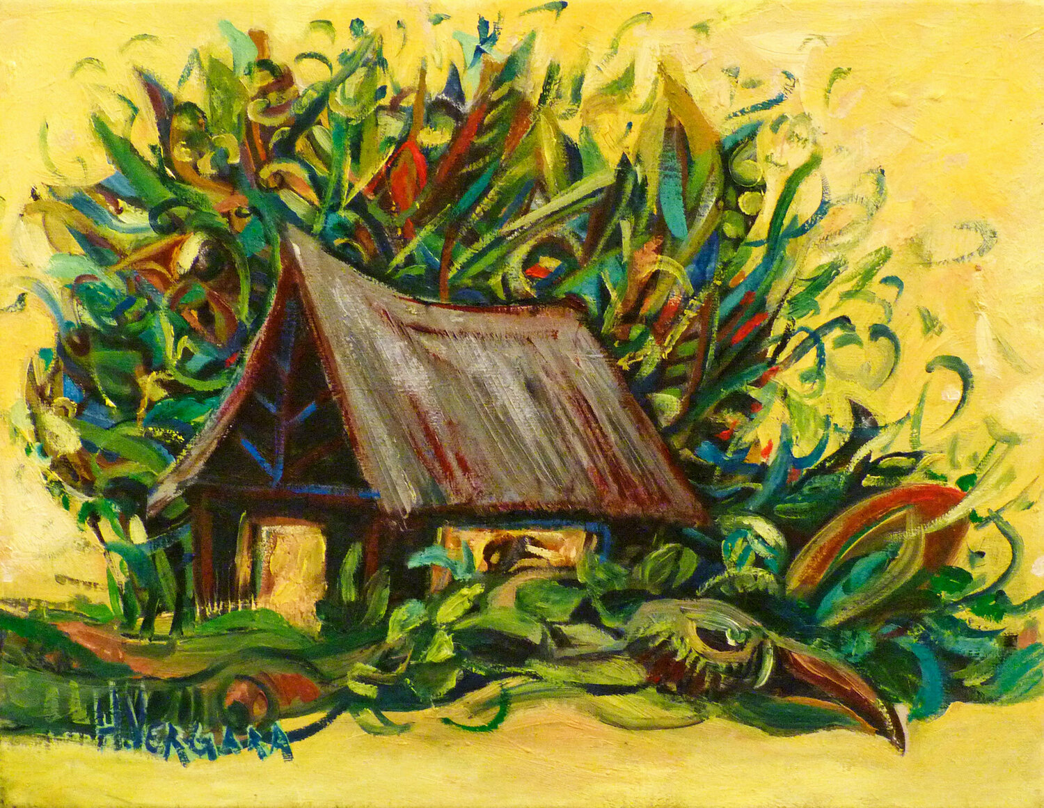 Blue House by Hans Vergara (2015) : Painting Oil on Canvas - Singulart