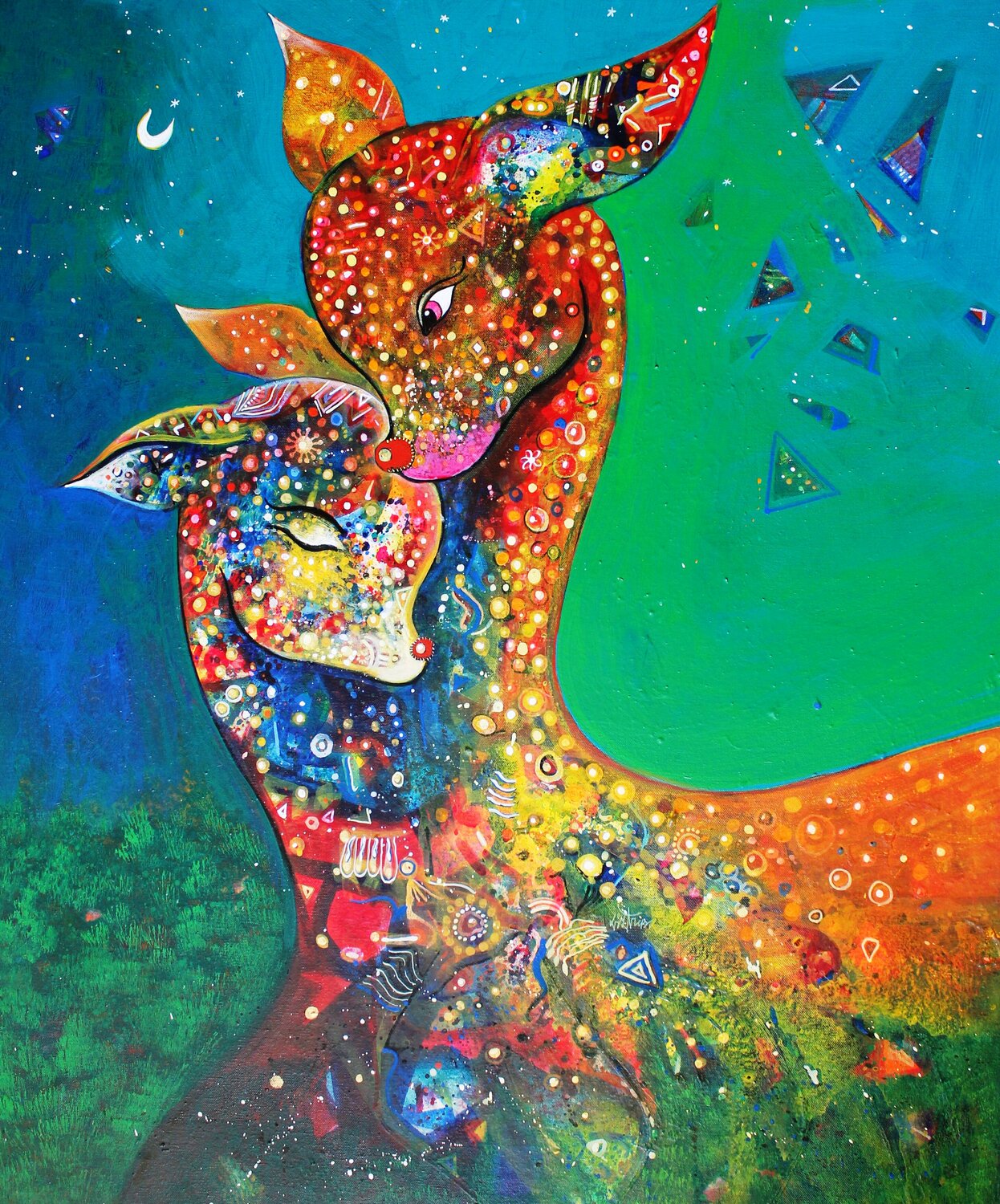 Mother And Child Abstract Painting