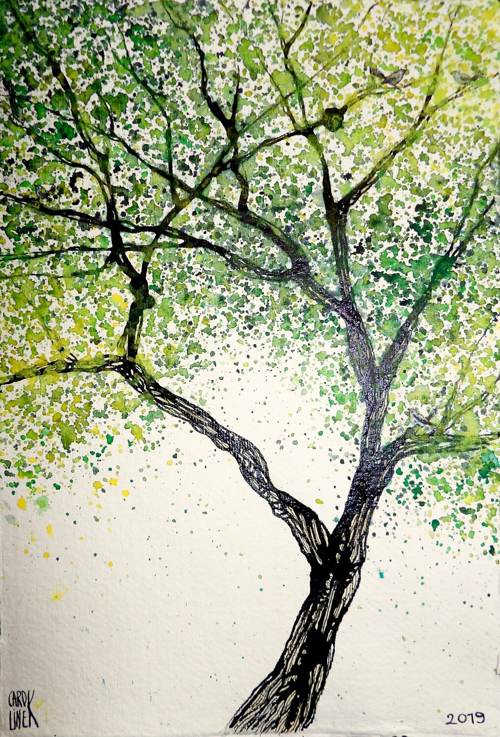Trees Canopy 2 on paper by Caroline K (2019) : Work on Paper Watercolor ...
