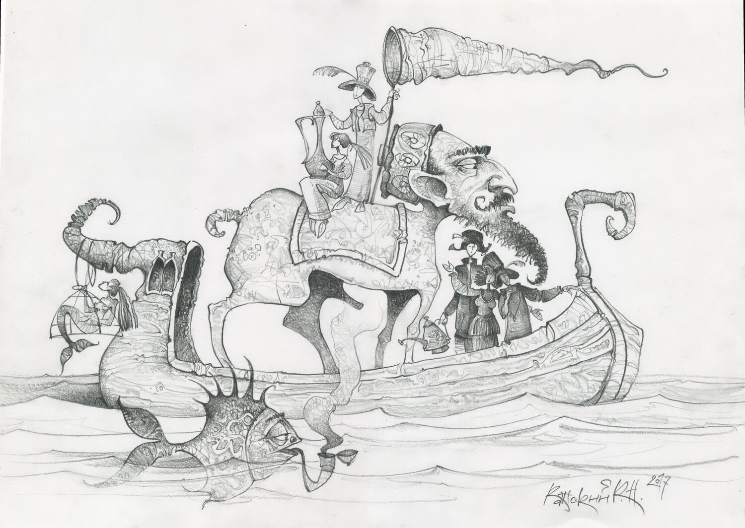 Journey by Konstantin Kansky (2017) : Work on Paper Pencil on Paper ...