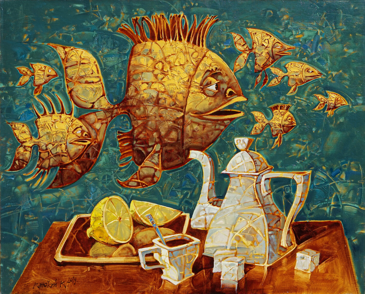 Fish with tea de Konstantin Kansky (2019) : Peinture Huile sur Toile ...