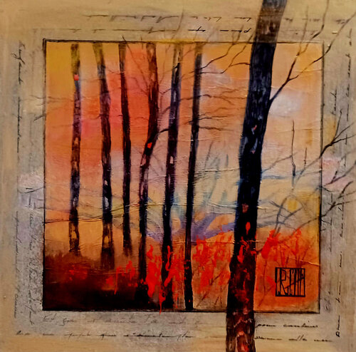 ROSE FEU FEU by Ly-Rose (2024) : Painting Acrylic, Collage on Canvas ...