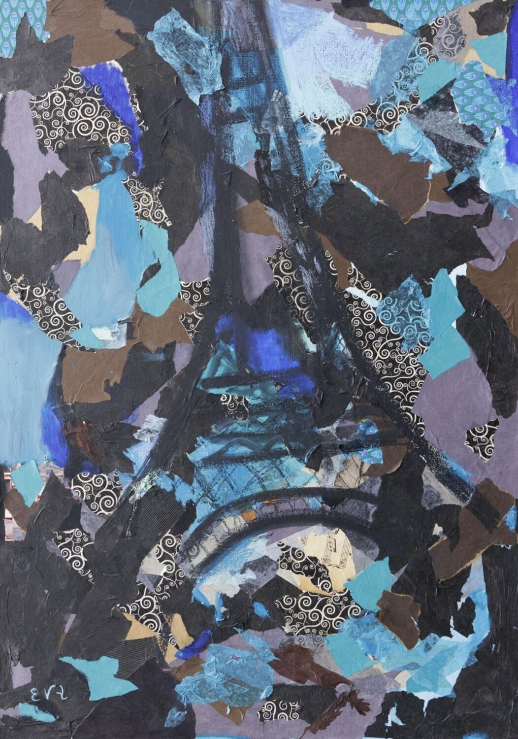 TOUR EIFFEL92 by Eva Schmidt (2024) : Painting Oil, Collage on Canvas ...