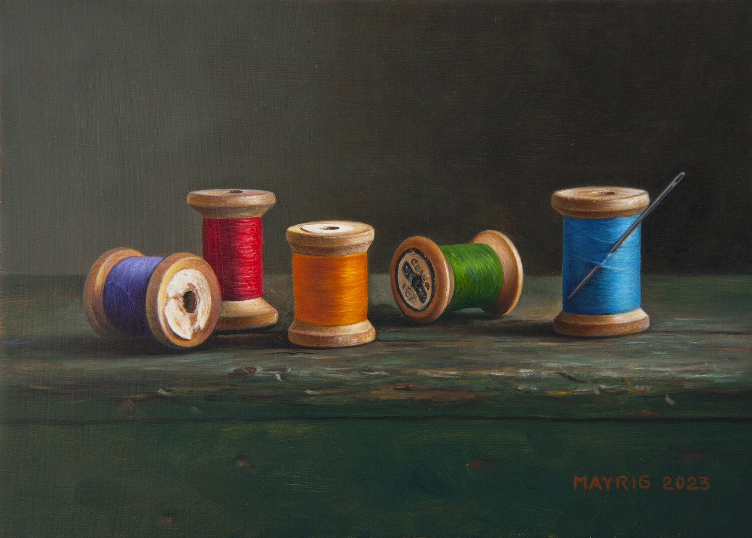 Bobbins of color by Mayrig Simonjan (2023) : Painting Oil on Wood ...