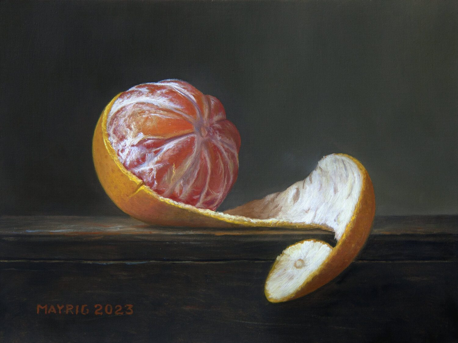 Still life mandarin von Mayrig Simonjan (2023): Malerei Öl auf Holz ...