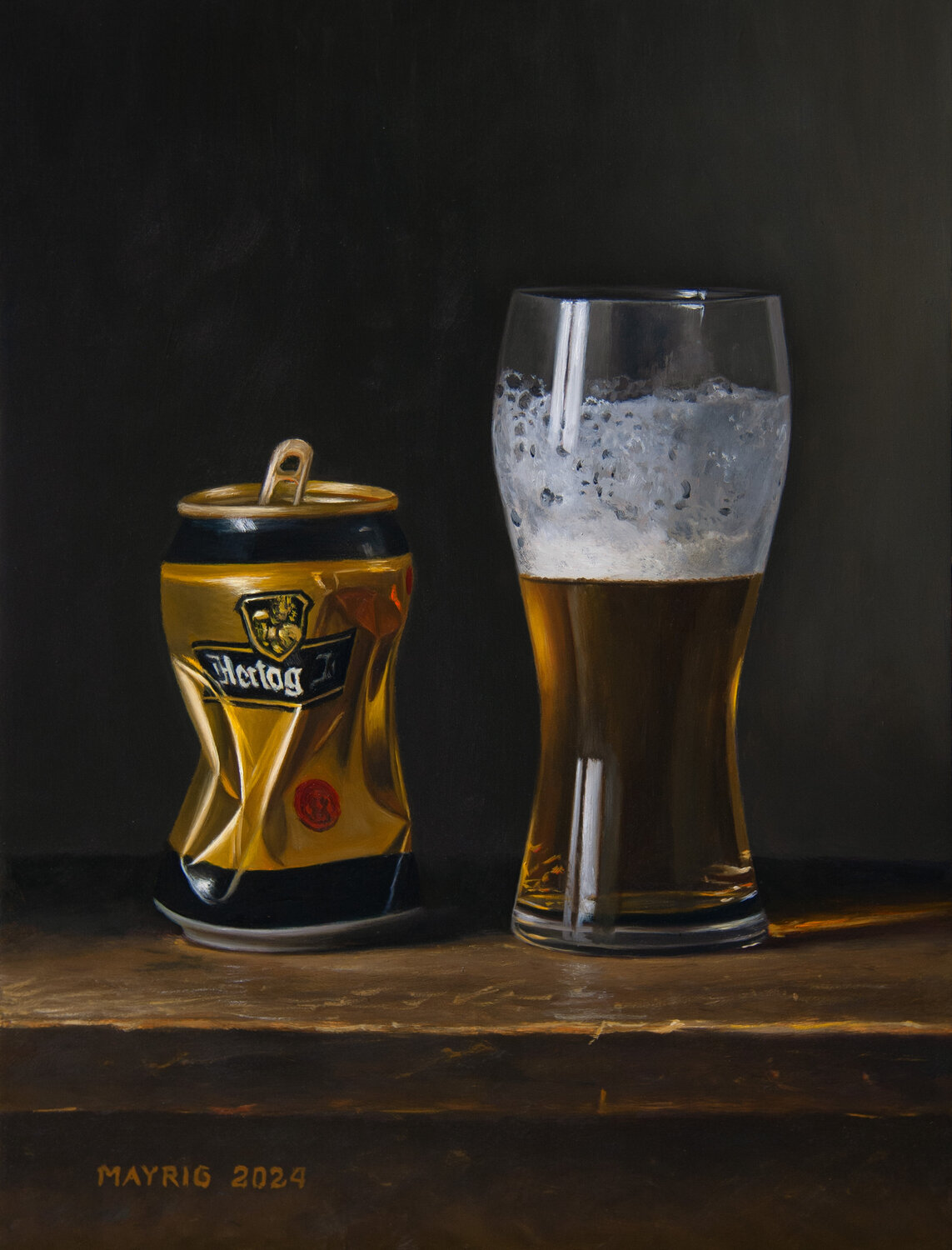 Royal Dutch Duke's beer von Mayrig Simonjan (2024): Malerei Öl auf Holz ...