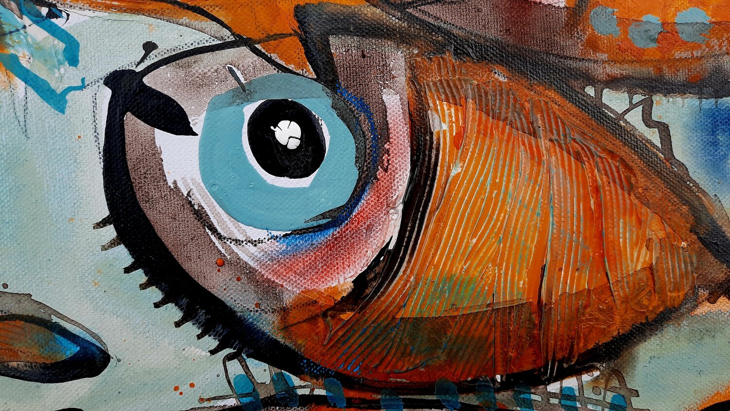 Yellow flock of fish by Stefan Dimovski (2022) : Painting Acrylic ...