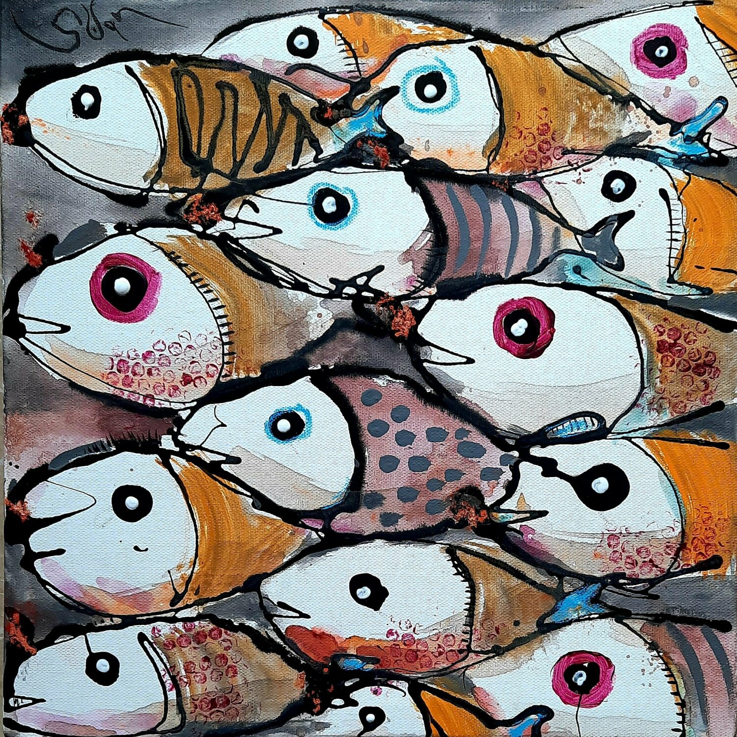 FLOCK OF FISH by Stefan Dimovski (2021) : Painting Acrylic, Pigments on ...