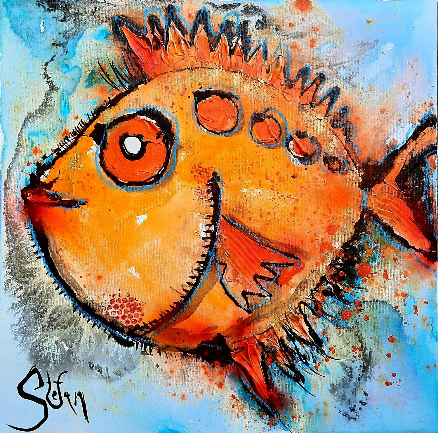Golden fish by Stefan Dimovski (2022) : Painting Acrylic, Pastel on ...
