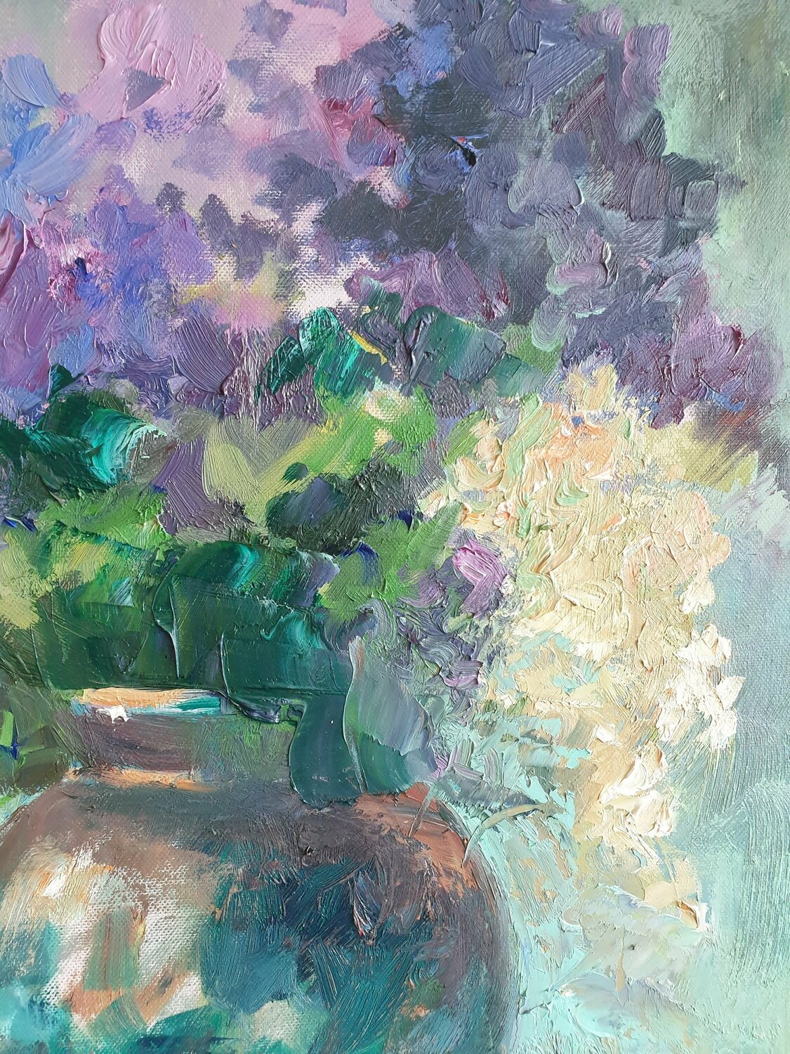 Lilac flowers in a vase by Vali Irina Ciobanu (2021) : Painting Oil on ...