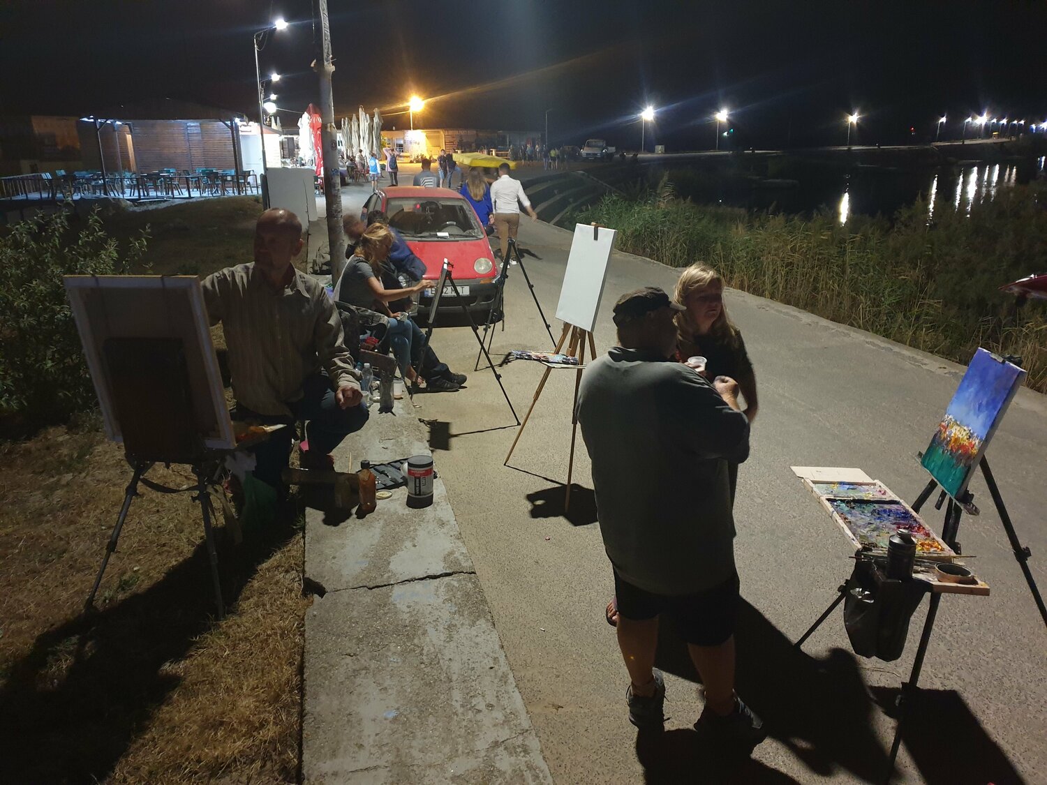 Night at the Mangalia Harbour by Vali Irina Ciobanu (2021) : Painting ...