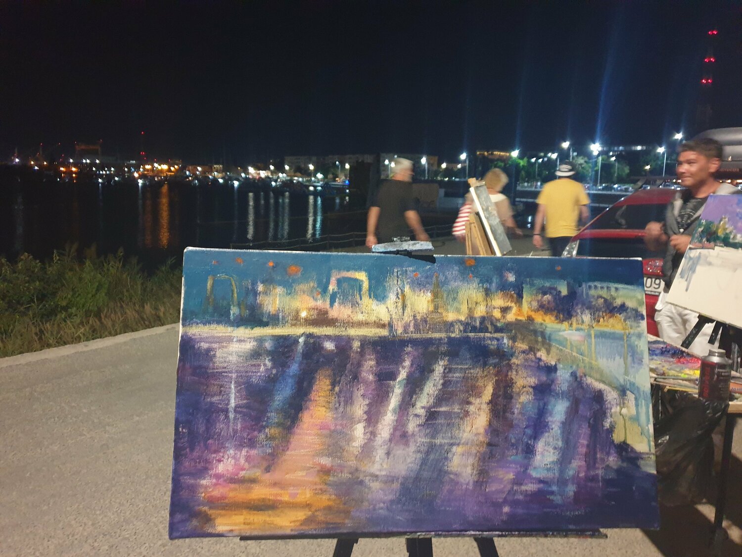 Night at the Mangalia Harbour by Vali Irina Ciobanu (2021) : Painting ...