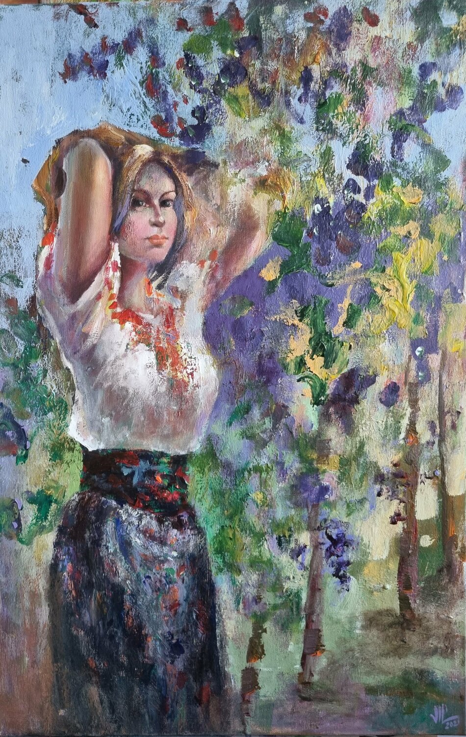 girl in the vineyard in Romanian folk costume by Vali Irina Ciobanu ...