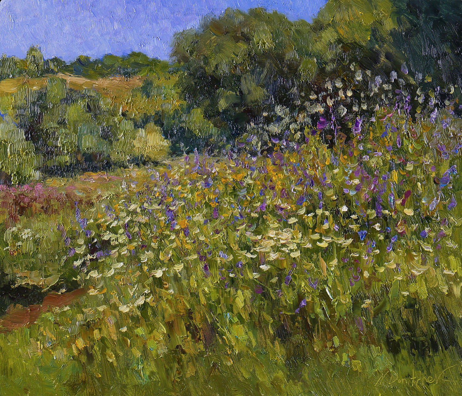 Sunny Summer - summer landscape painting by Nikolay Dmitriev (2022) : Painting Oil on Wood ...