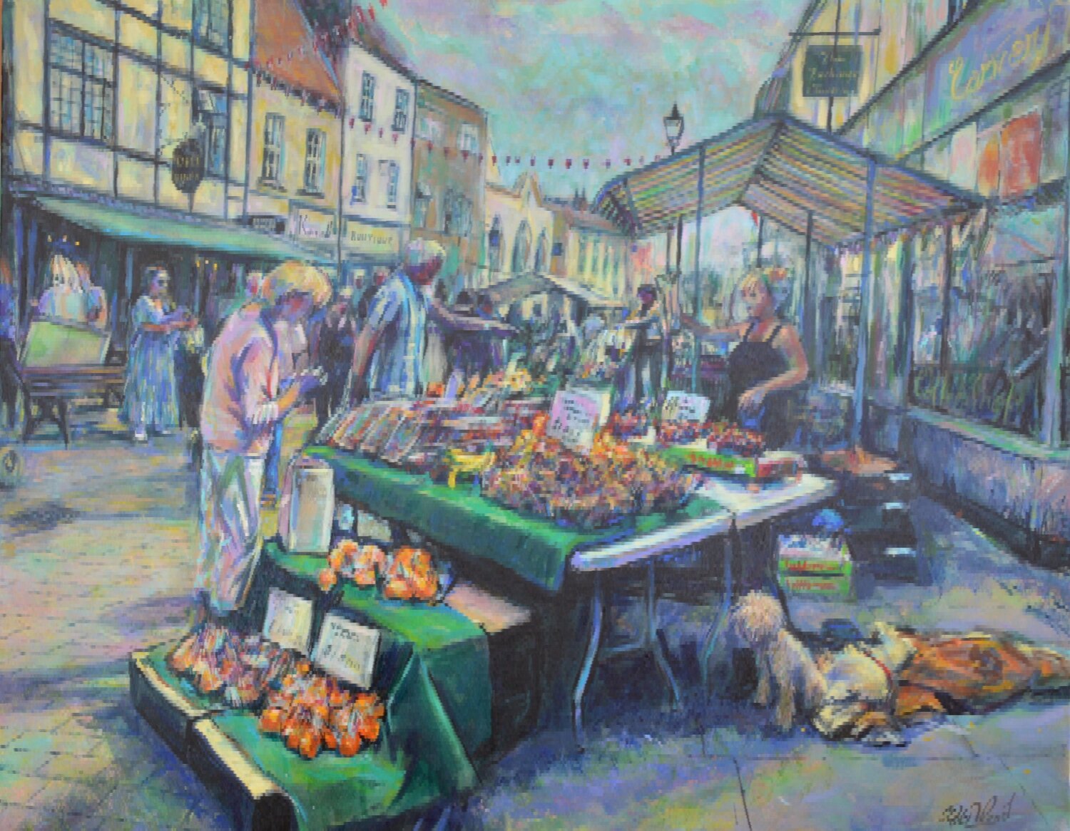 Market day in Brigg by Peter Wood (2022) : Painting Acrylic on Canvas ...