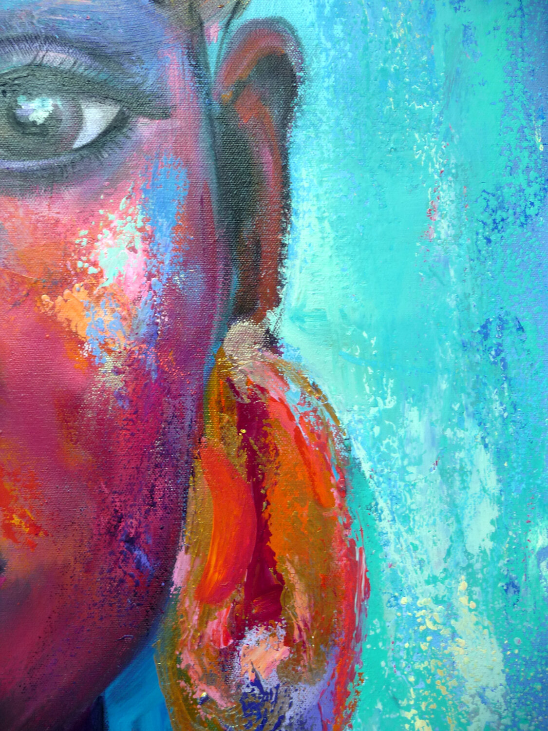 Malia von Manuela Rathje (2023): Malerei Acryl, Kohle auf Leinwand ...