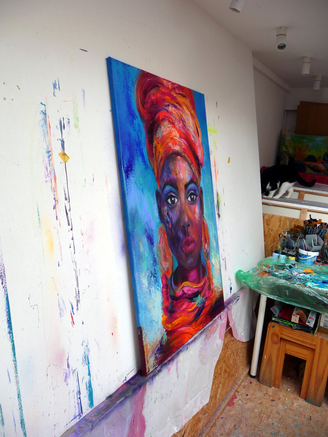 Malia von Manuela Rathje (2023): Malerei Acryl, Kohle auf Leinwand ...