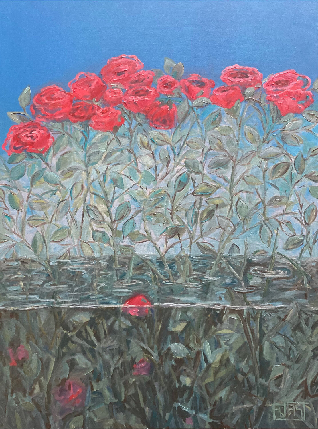 Bathing Roses by Johanna Furst (2022) : Painting Oil on Canvas - Singulart