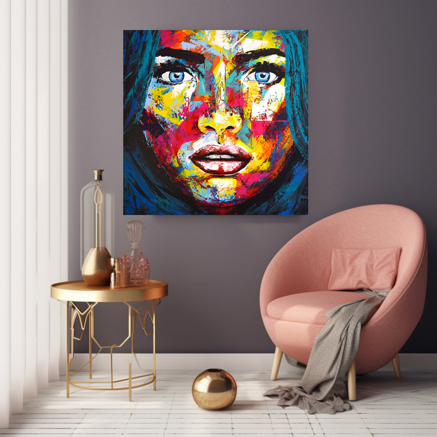 Original 128 face portrait von Eugen Dick (2023): Malerei Acryl auf Leinwand - Singulart