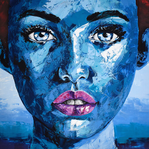 Original 74 face portrait von Eugen Dick (2022): Malerei Acryl auf Leinwand - Singulart