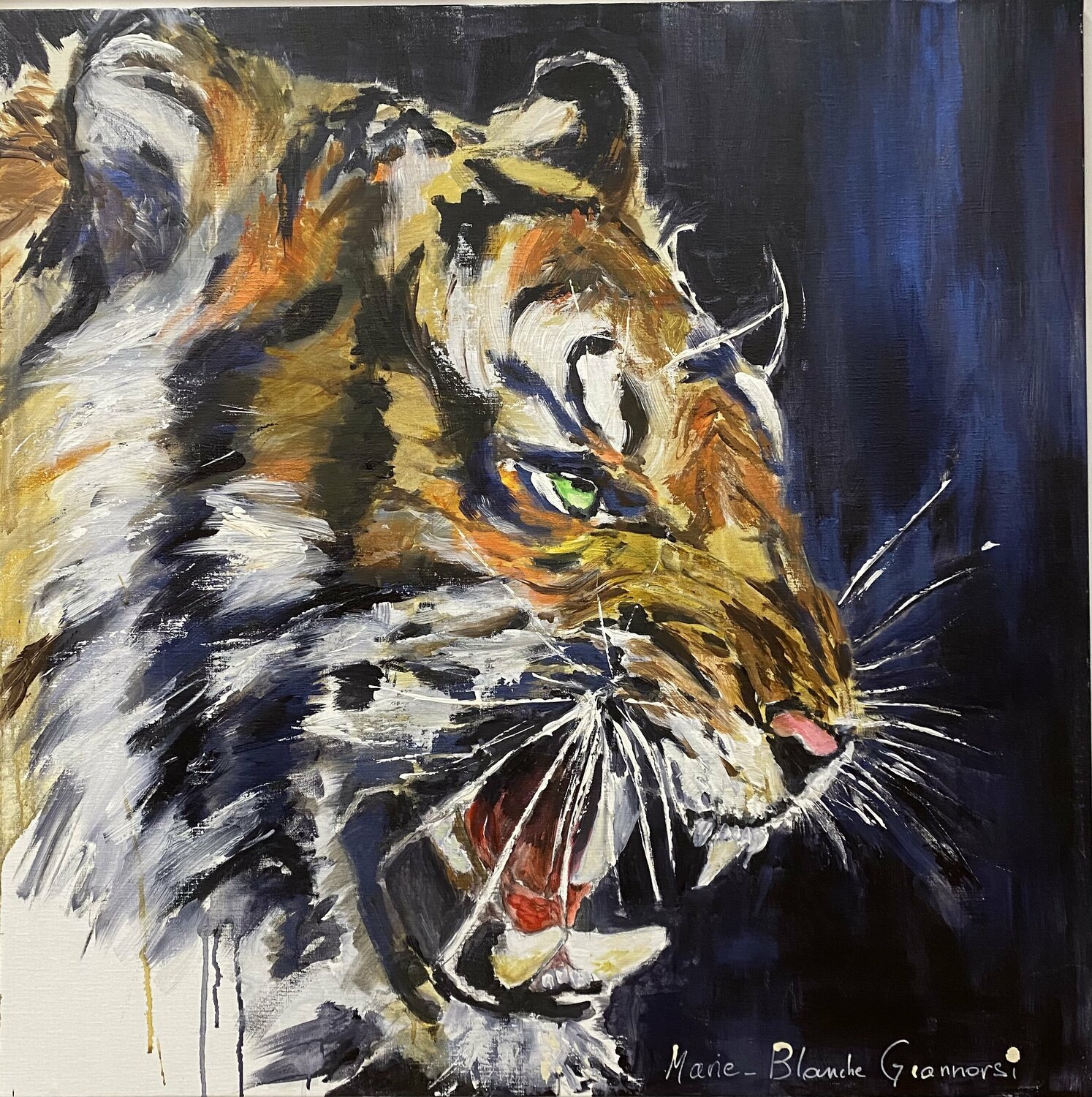 Tigre bleu by Marie-Blanche Giannorsi (2020) : Painting Acrylic ...