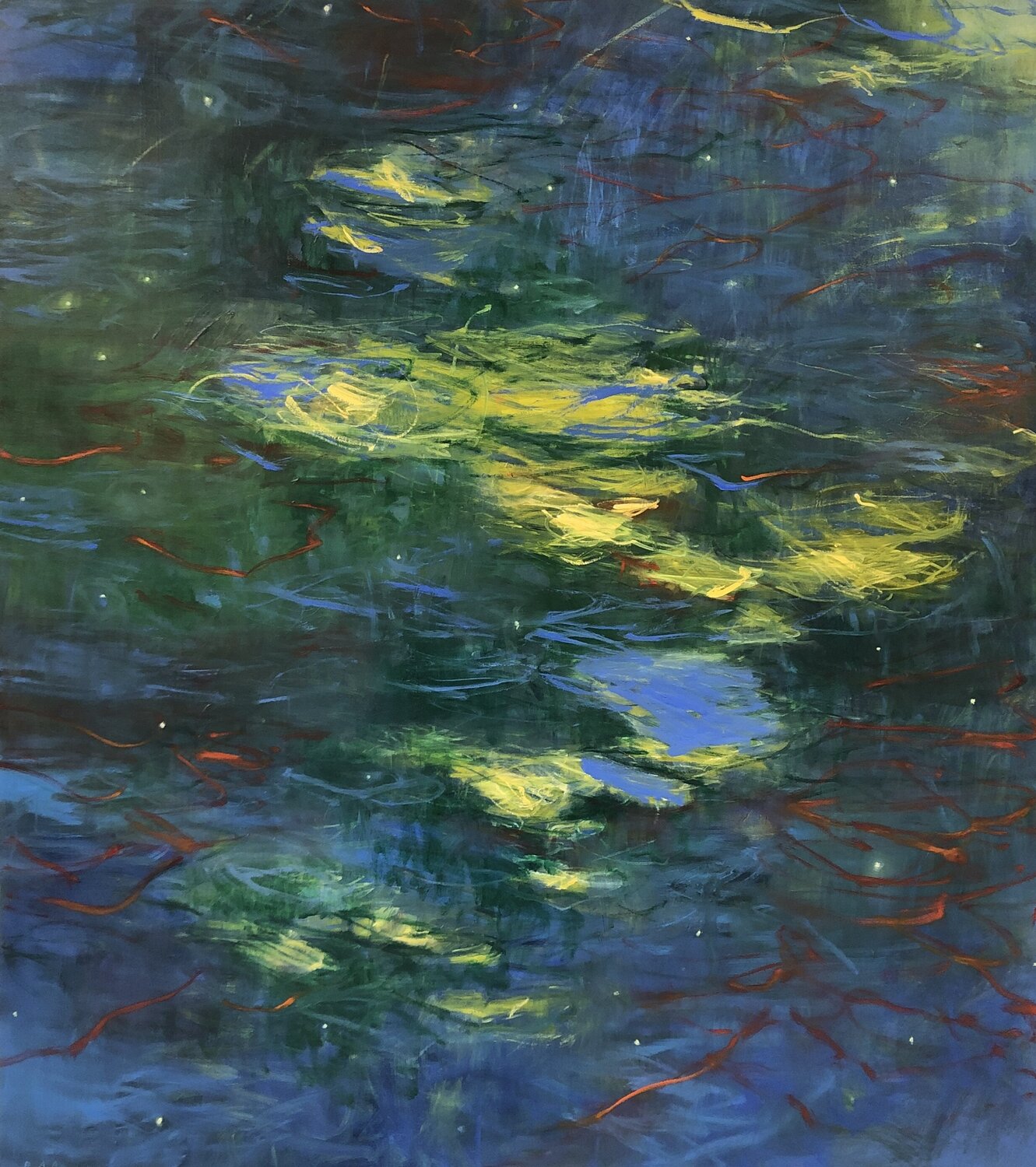 Pond Mirroring Stars by Bjørnar Aaslund (2024) : Painting Oil on Linen ...