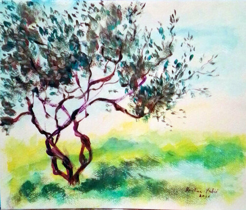 Olive tree by Kristina Valic (2022) : Work on Paper Acrylic on Paper ...