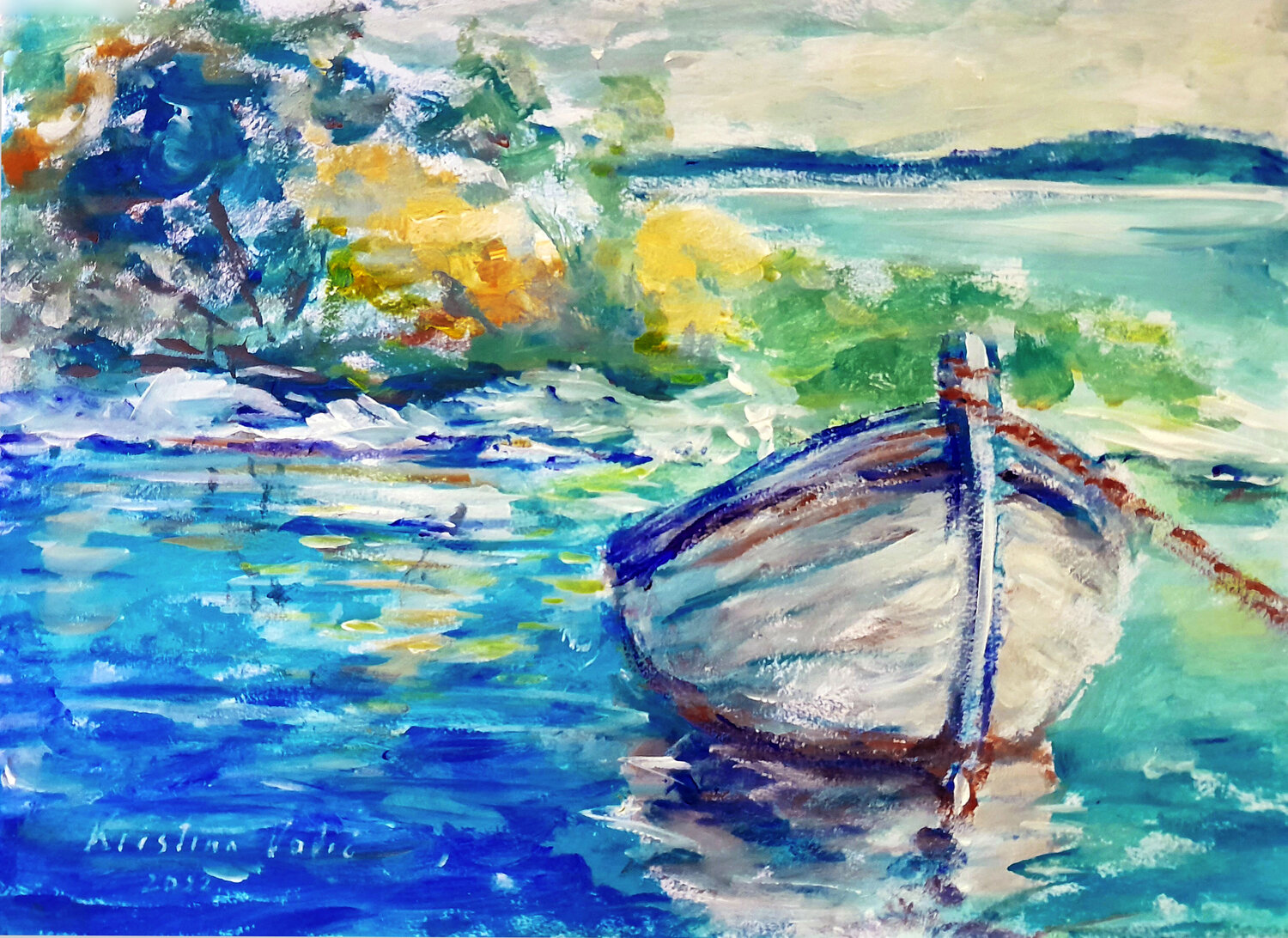 Boat by Kristina Valic (2022) : Work on Paper Acrylic on Paper - SINGULART
