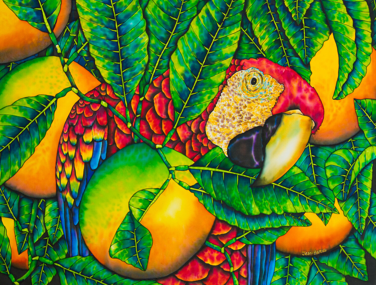 Macaw & Oranges by Daniel Jean-Baptiste (2018) : Painting Acrylic, Ink ...