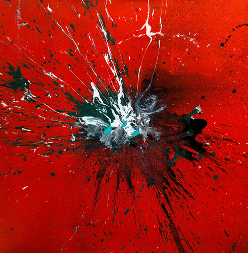 Exploding Black on Red ; Three Holes Ripped in the Fabric of Existence ...