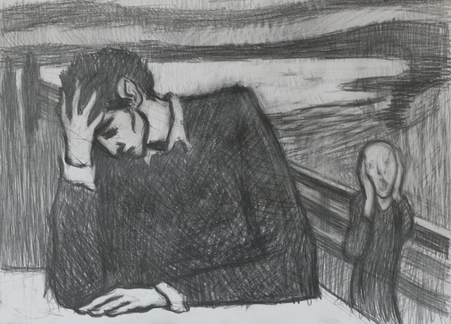 Man Crying Alone Drawing