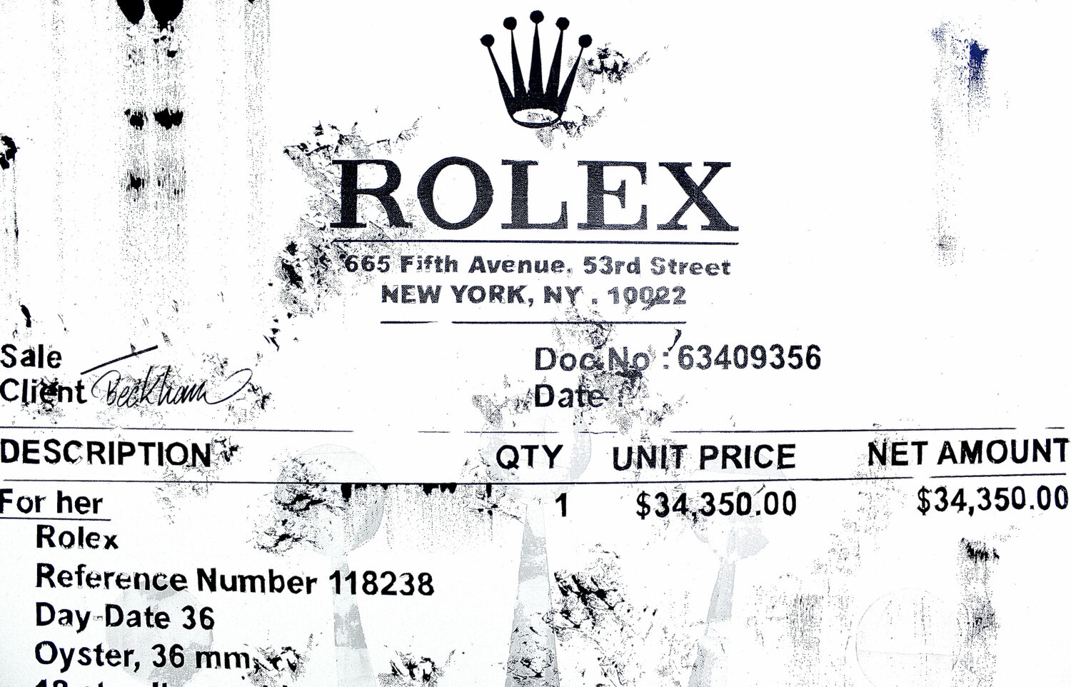 Rolex Imperfect Receipt by Yannick Hamon (2019) : Painting Acrylic on ...
